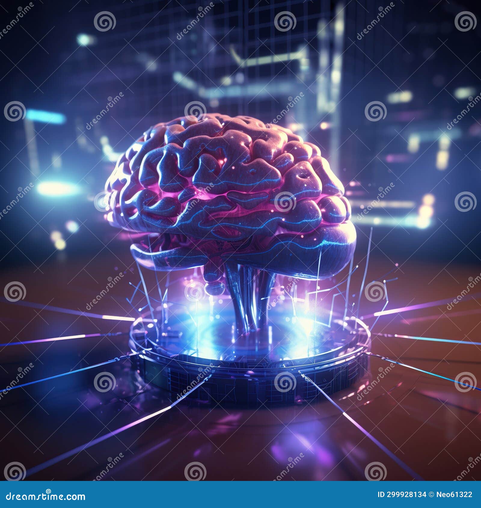 A High Tech AI Brain in Deep Thought Generative AI Stock Illustration ...