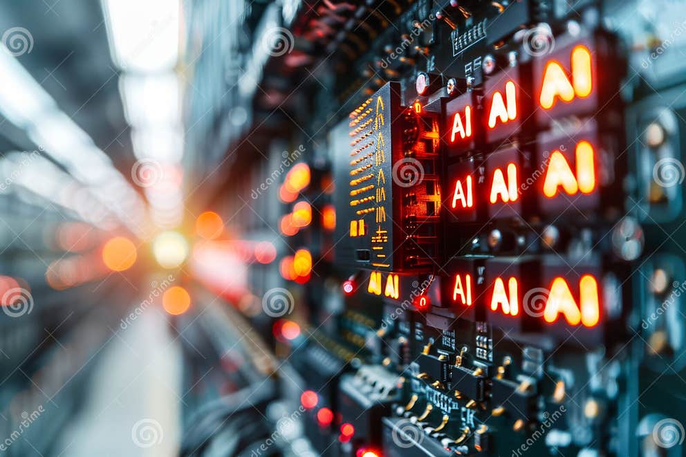 High Tech AI Data Center with Digital Displays and Advanced Technology ...