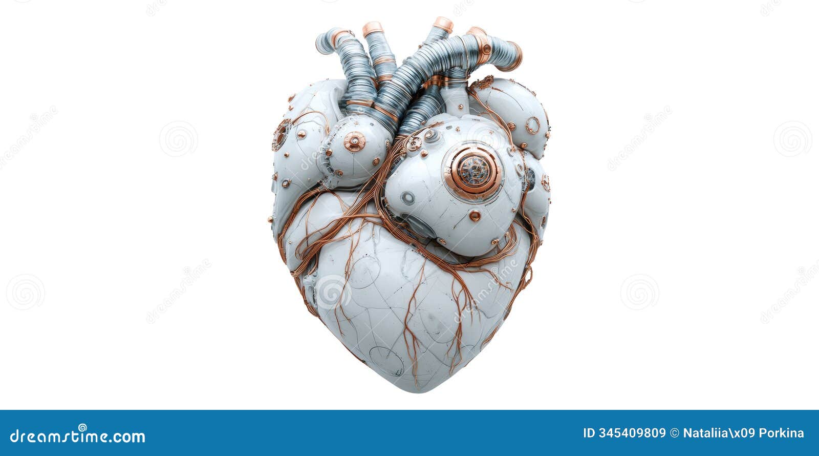 High-Tech Artificial Heart with Cybernetic Elements Isolated on ...