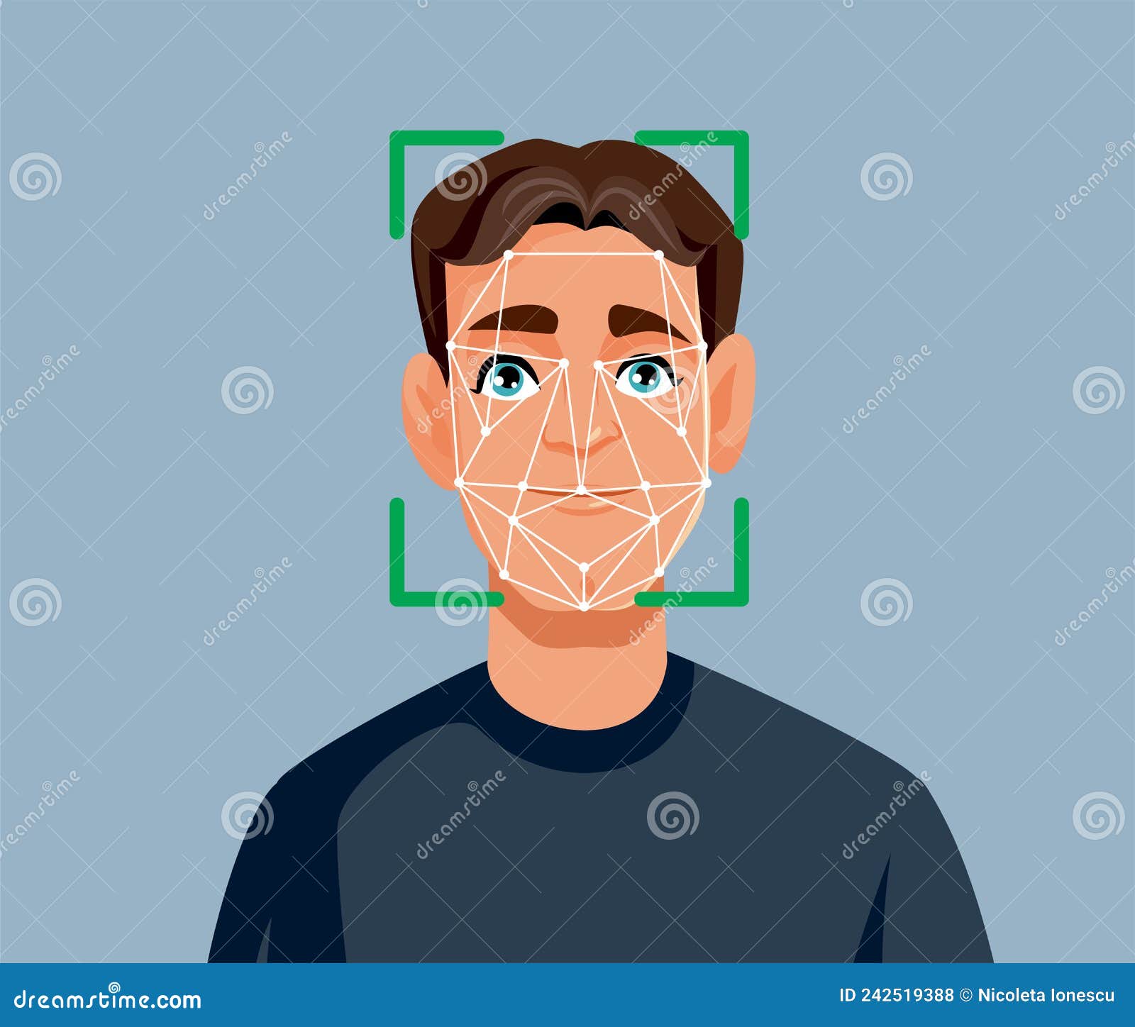 Man Having His Face Scanned with Facial Recognition Ai Technology Stock ...