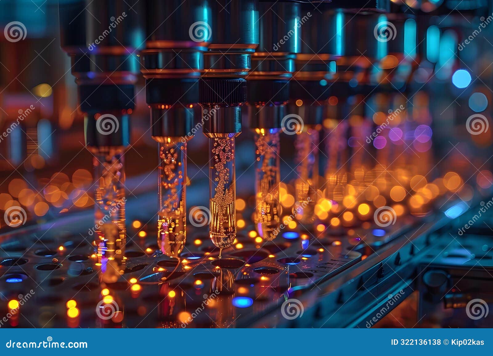 Automated Laboratory Equipment With Pipettes And Test Tubes Stock ...