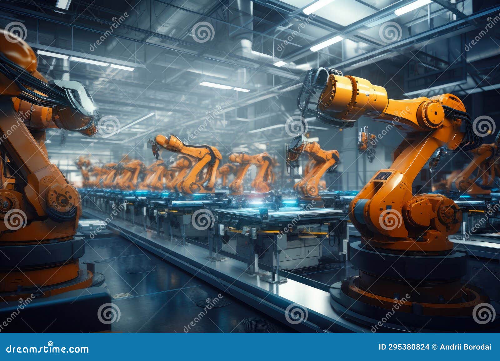 High-Tech Automation on the Factory Floor. Stock Illustration ...