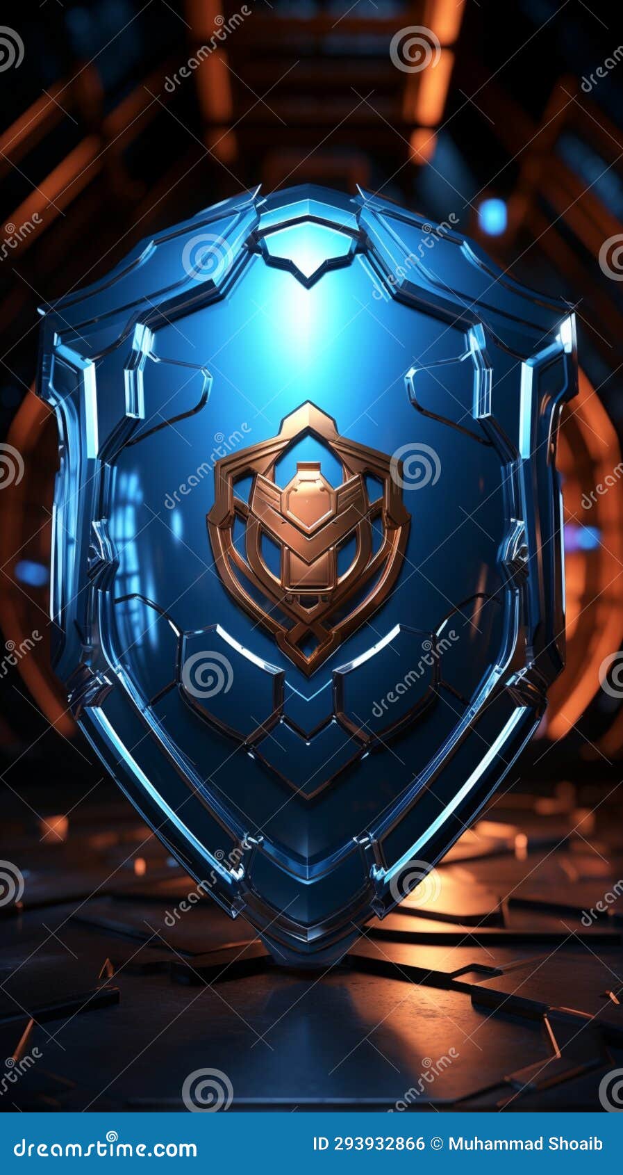 A High Tech Backdrop Complements a Glossy Shield in Captivating 3D ...