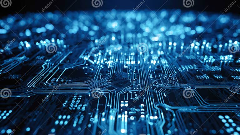 High-tech Background with Circuit Board Patterns and Glowing Lights ...