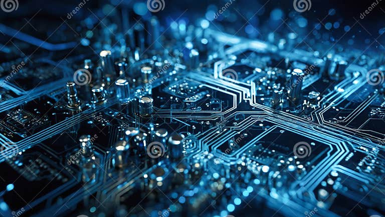 High-tech Background with Circuit Board Patterns and Glowing Lights ...
