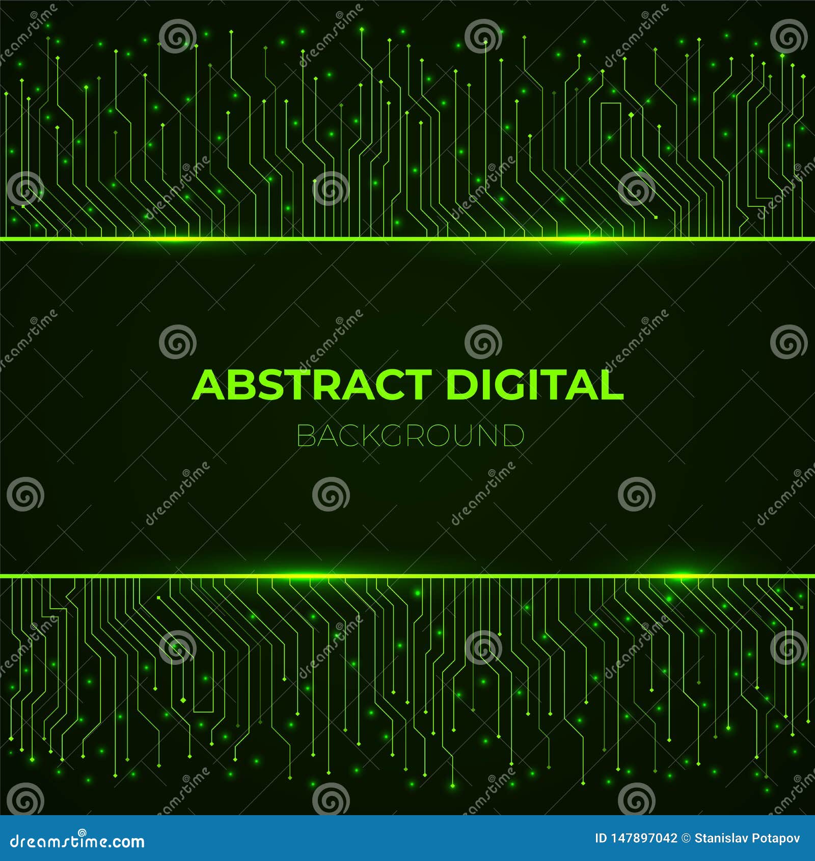 High-tech Background from Computer Green Glowing Neon Circuit Board ...