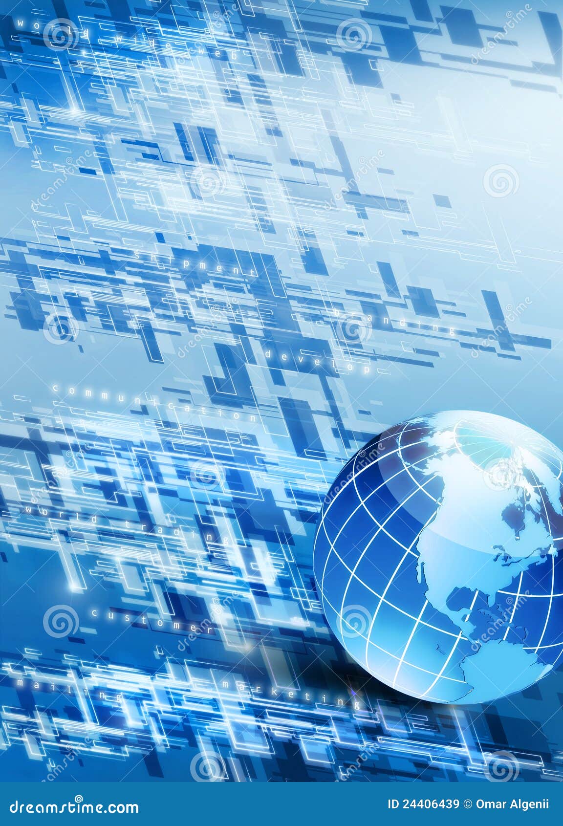 High-tech_background with World Map Stock Illustration - Illustration ...