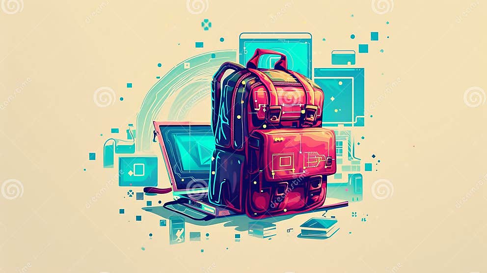 High-tech Backpack with Digital Connectivity Theme Stock Image - Image ...