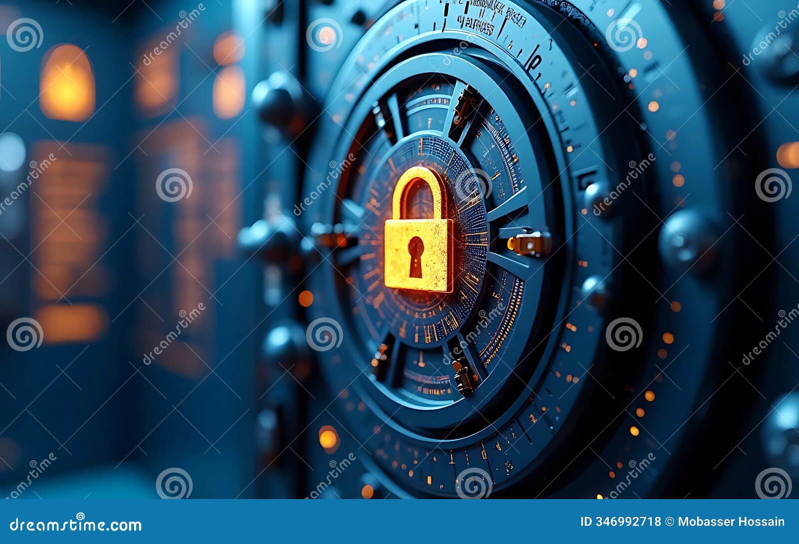 A High-tech Bank Vault with a Digital Lock and Encryption Interface ...
