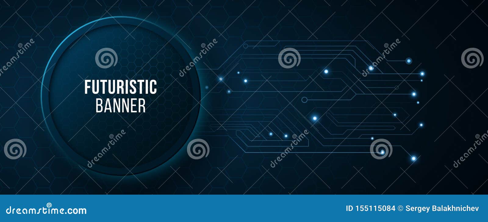 High Tech Banner with Computer Circuit. Modern Tech Design. Blue Neon ...