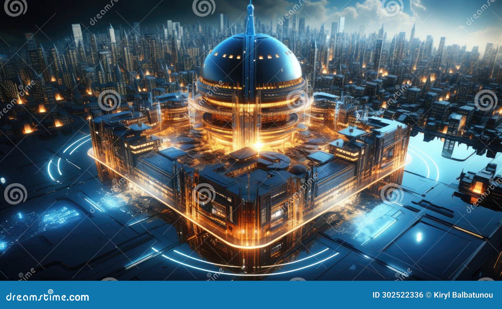 A High-tech Big City with Big Data and Energetic Glowing Information ...