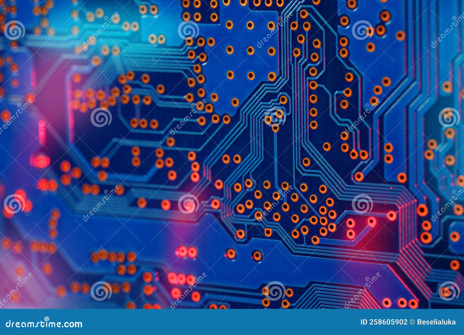 High Tech Blue Electronic Circuit Board Stock Photo - Image of chip ...