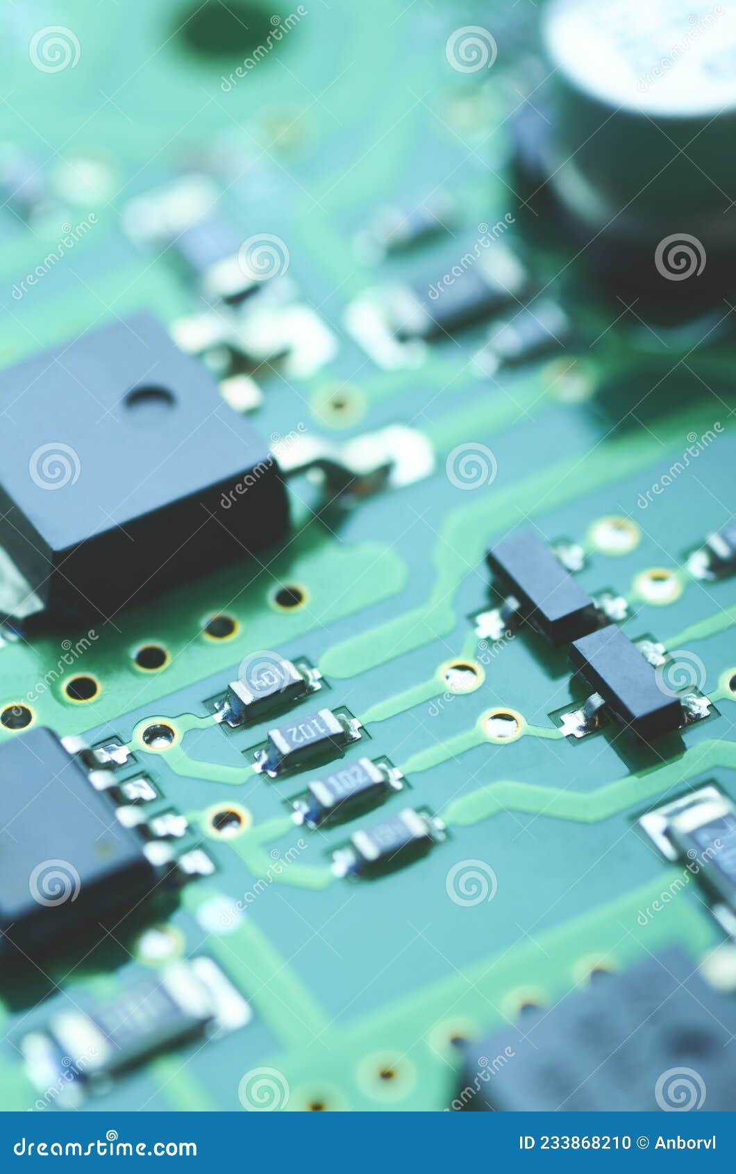 High-tech Board with Electronic Components and Microchips Close-up ...