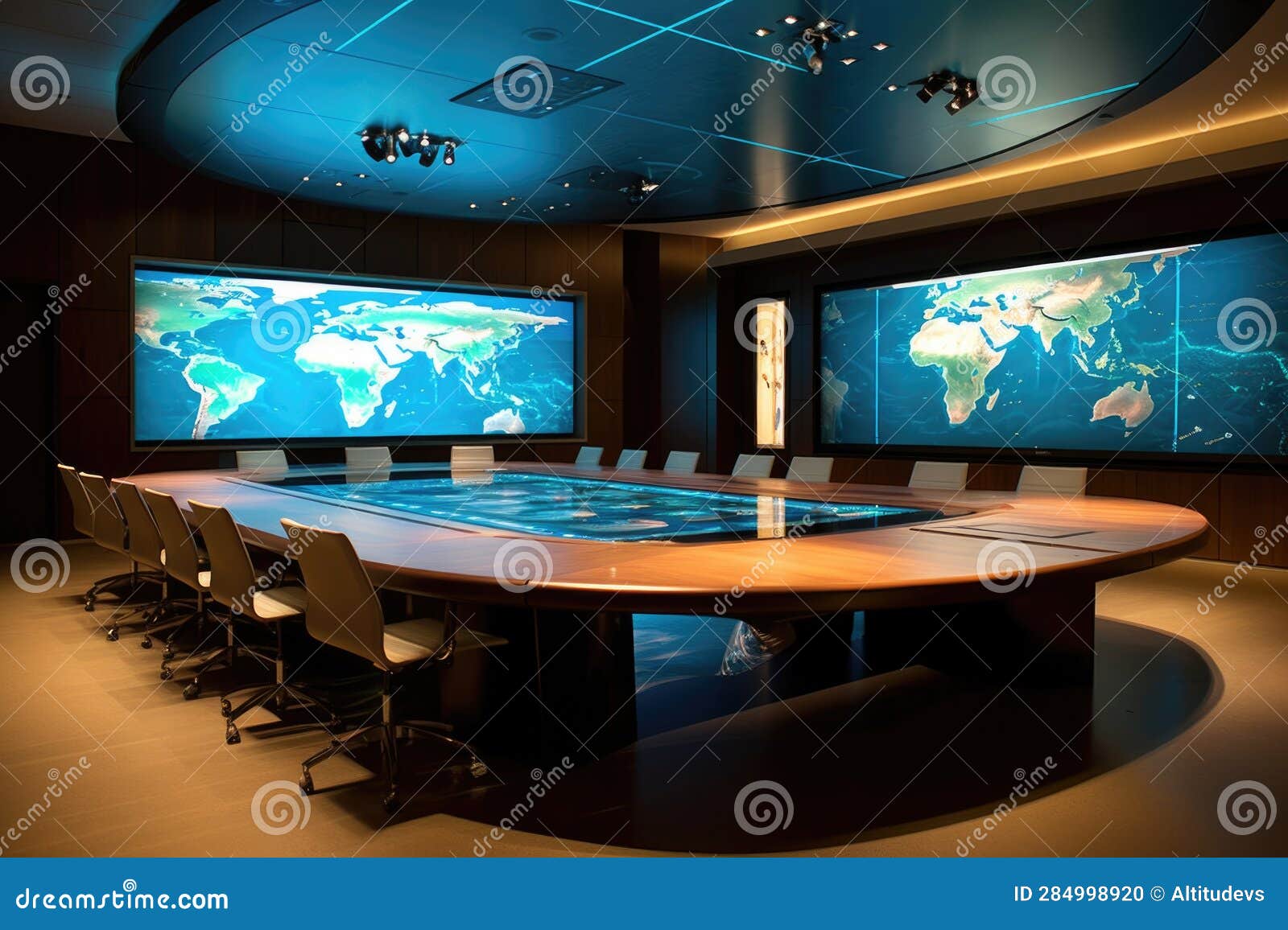 High-tech Boardroom with Touch-sensitive Surfaces Stock Illustration ...