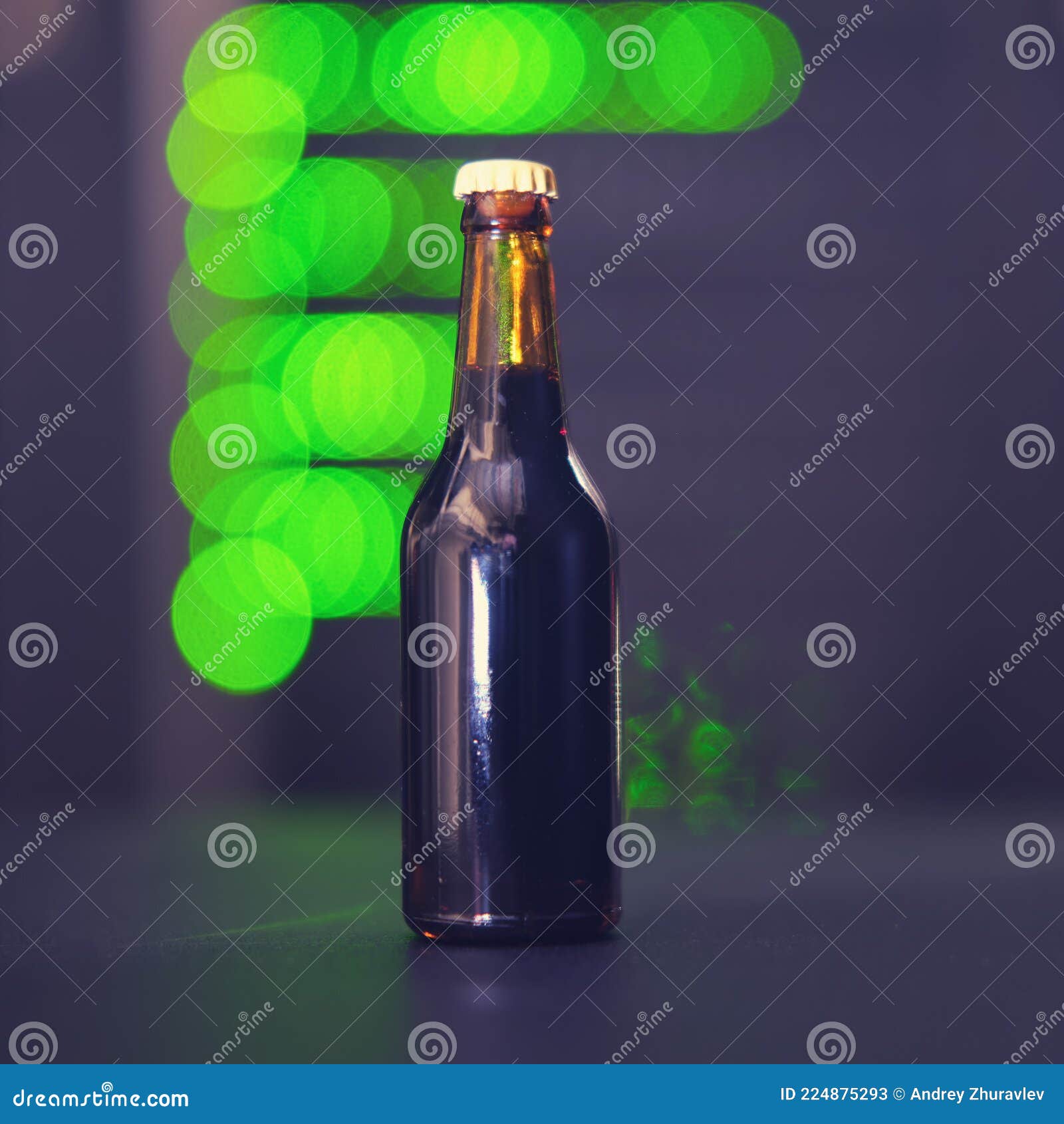 High Tech and a Bottle of Alcohol on a Bokeh Background from Lamps of ...