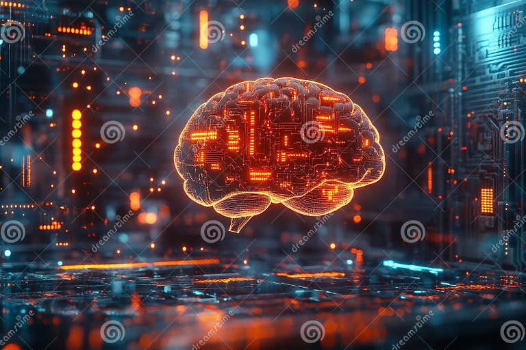 High-tech Brain with Electronic Circuits Symbolizing AI and Technology ...
