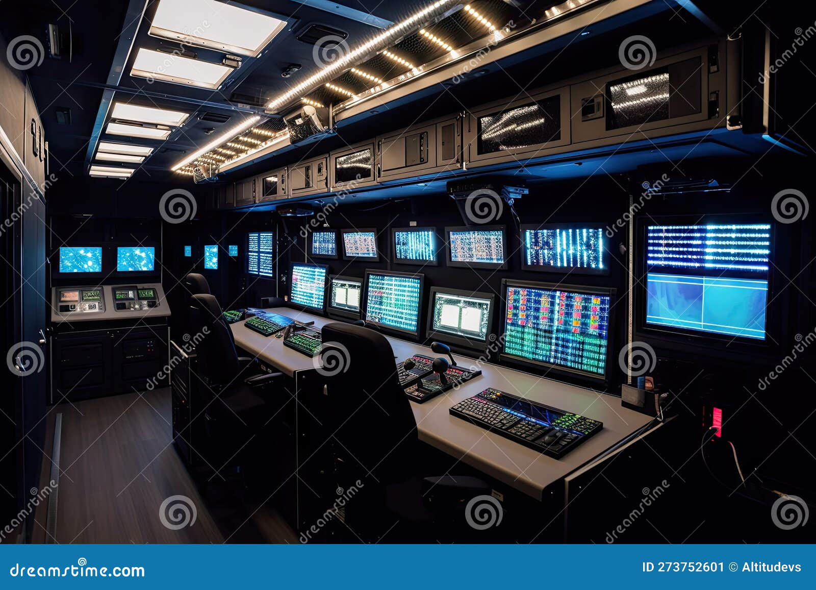 High-tech Broadcasting Van, with Rows of Led Lights and Touchscreens ...