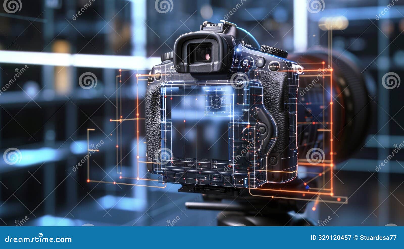 High-tech Camera with Digital Interface in Futuristic Setting Stock ...