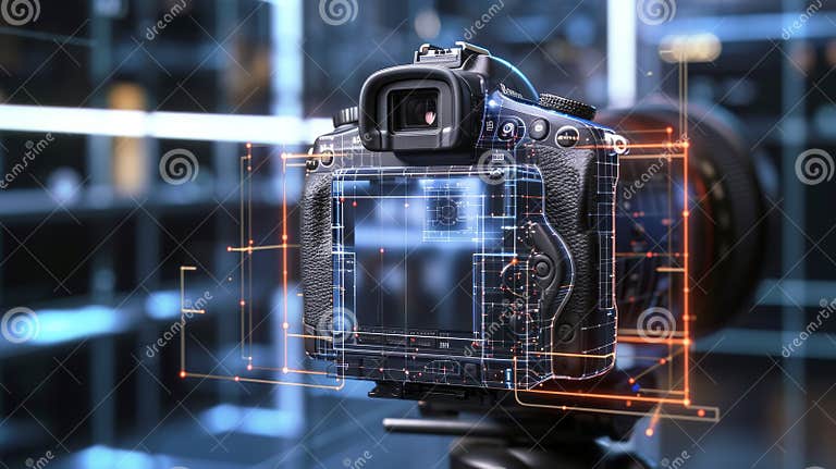 High-tech Camera with Digital Interface in Futuristic Setting Stock ...