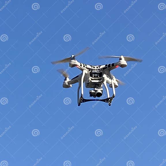 High-Tech Camera Drone Hexacopter in Flight Stock Image - Image of ...