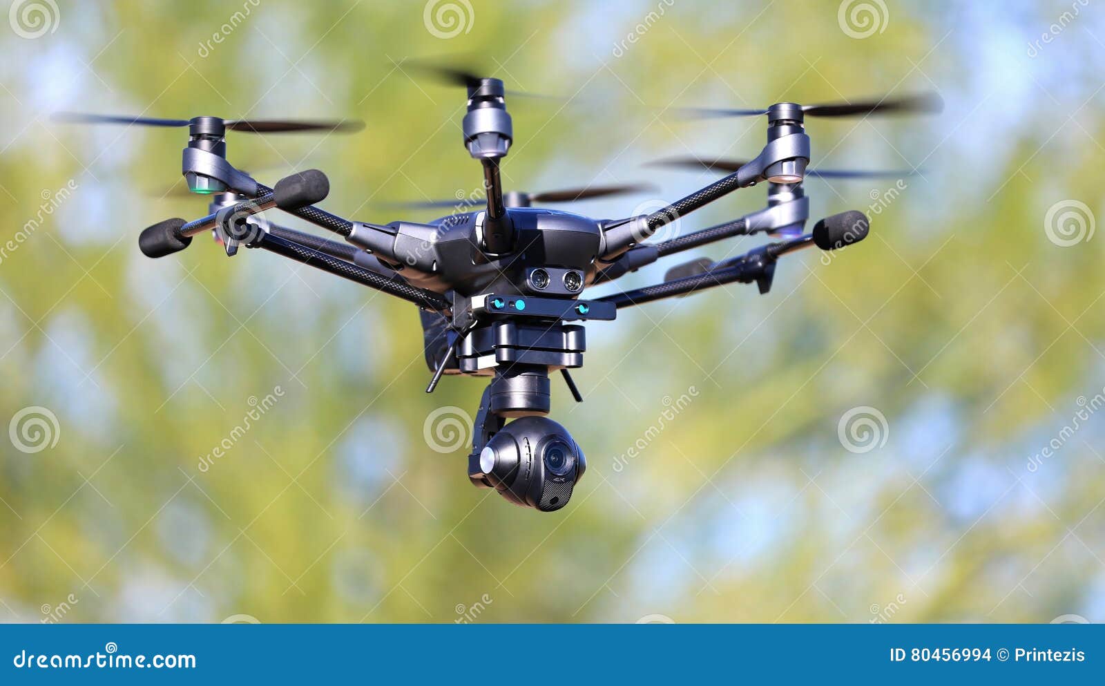 High-Tech Camera Drone Hexacopter in Flight Stock Photo - Image of ...