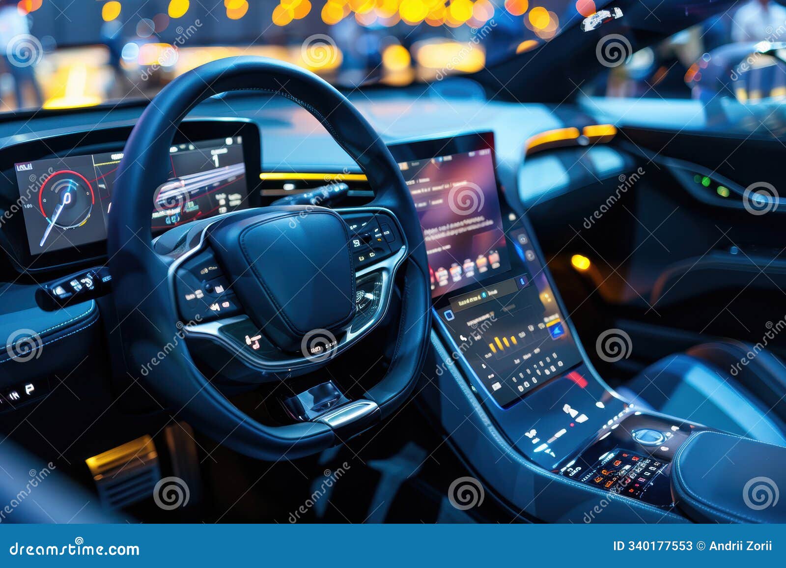 High-Tech Car Dashboard with Advanced Infotainment and Sleek ...