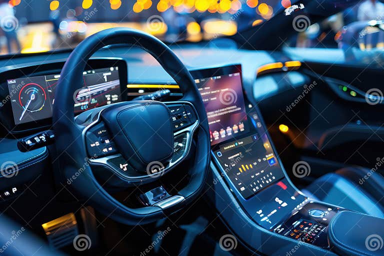High-Tech Car Dashboard with Advanced Infotainment and Sleek ...
