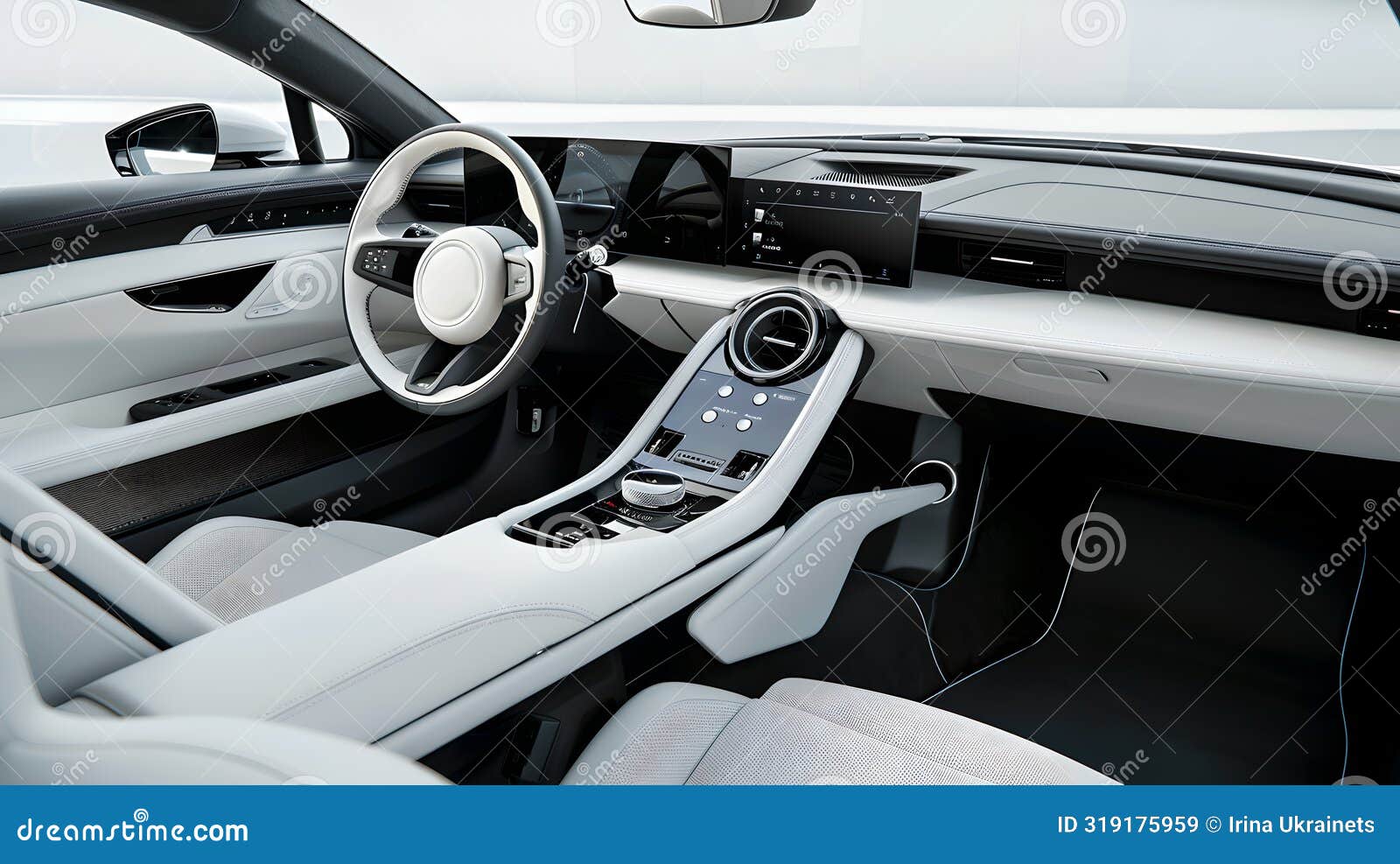 Sleek Car Interior with Modern Design. Stylish White Dashboard ...