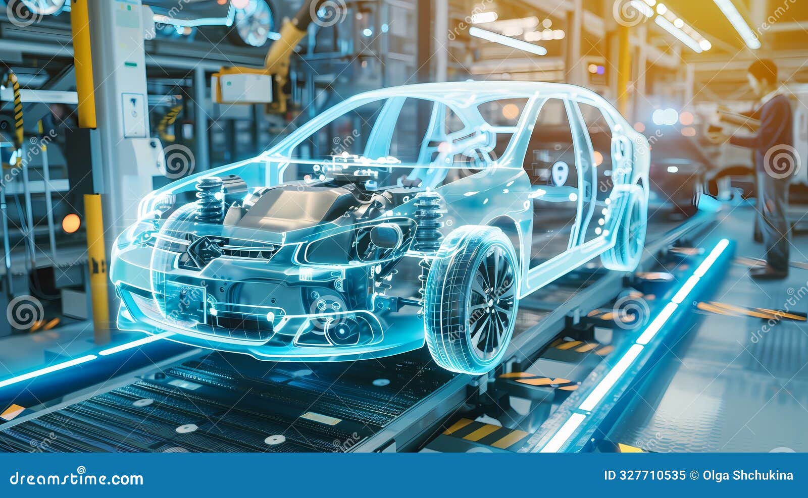 A High-tech Car Speeds through a Futuristic, Digital Environment with ...