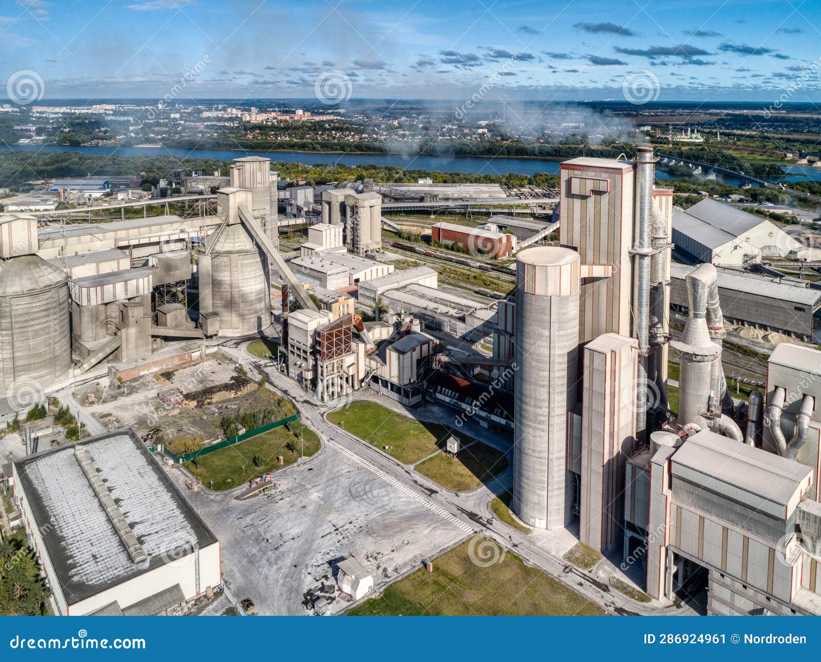 High Tech Cement Plant in Process of Making Cement and Lime Stock Image ...