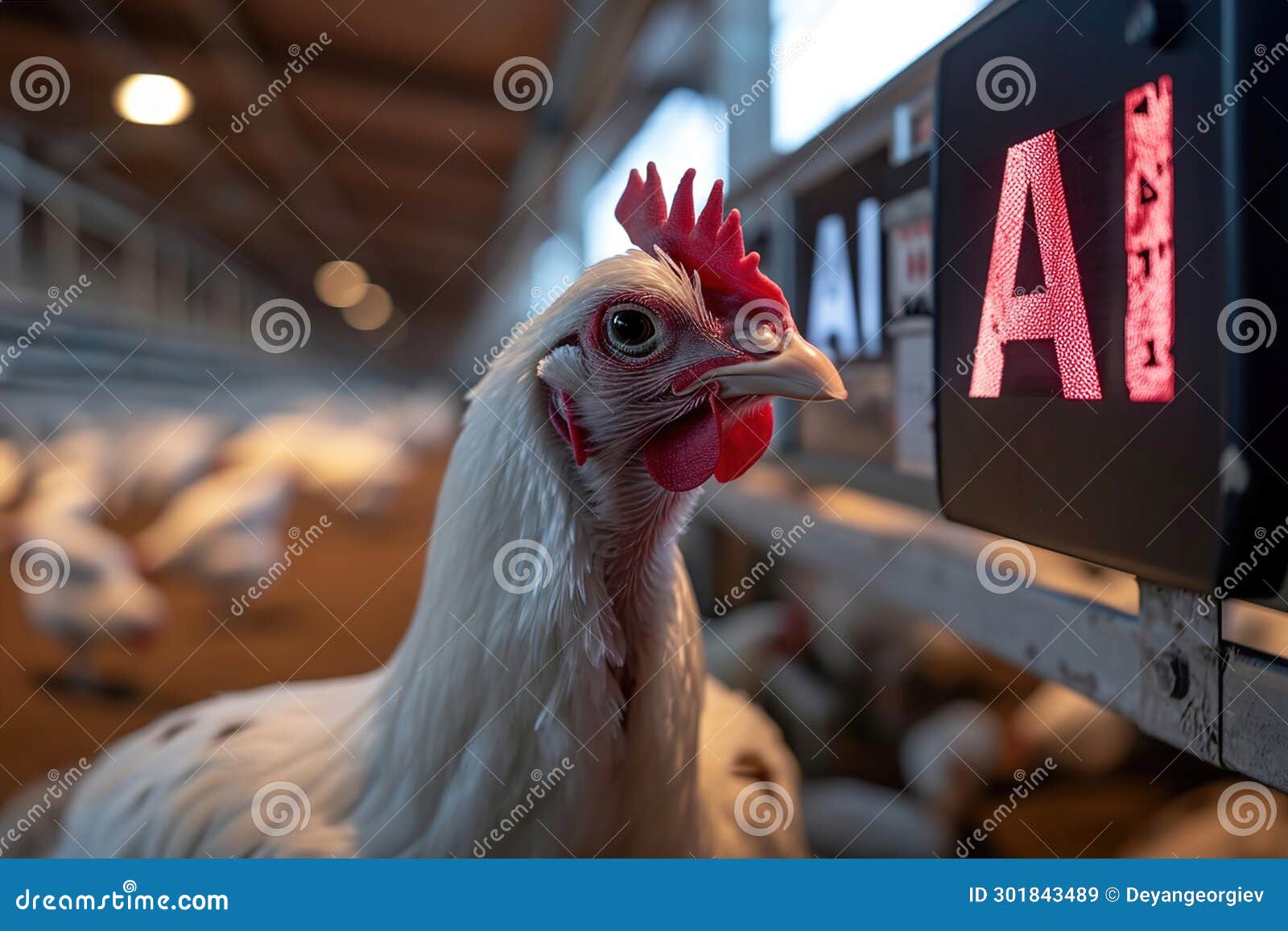 A High-tech Chicken Farm Managed by Artificial Intelligence. Control ...