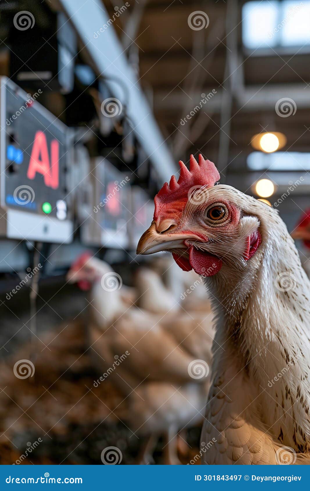 A High-tech Chicken Farm Managed by Artificial Intelligence. Control ...