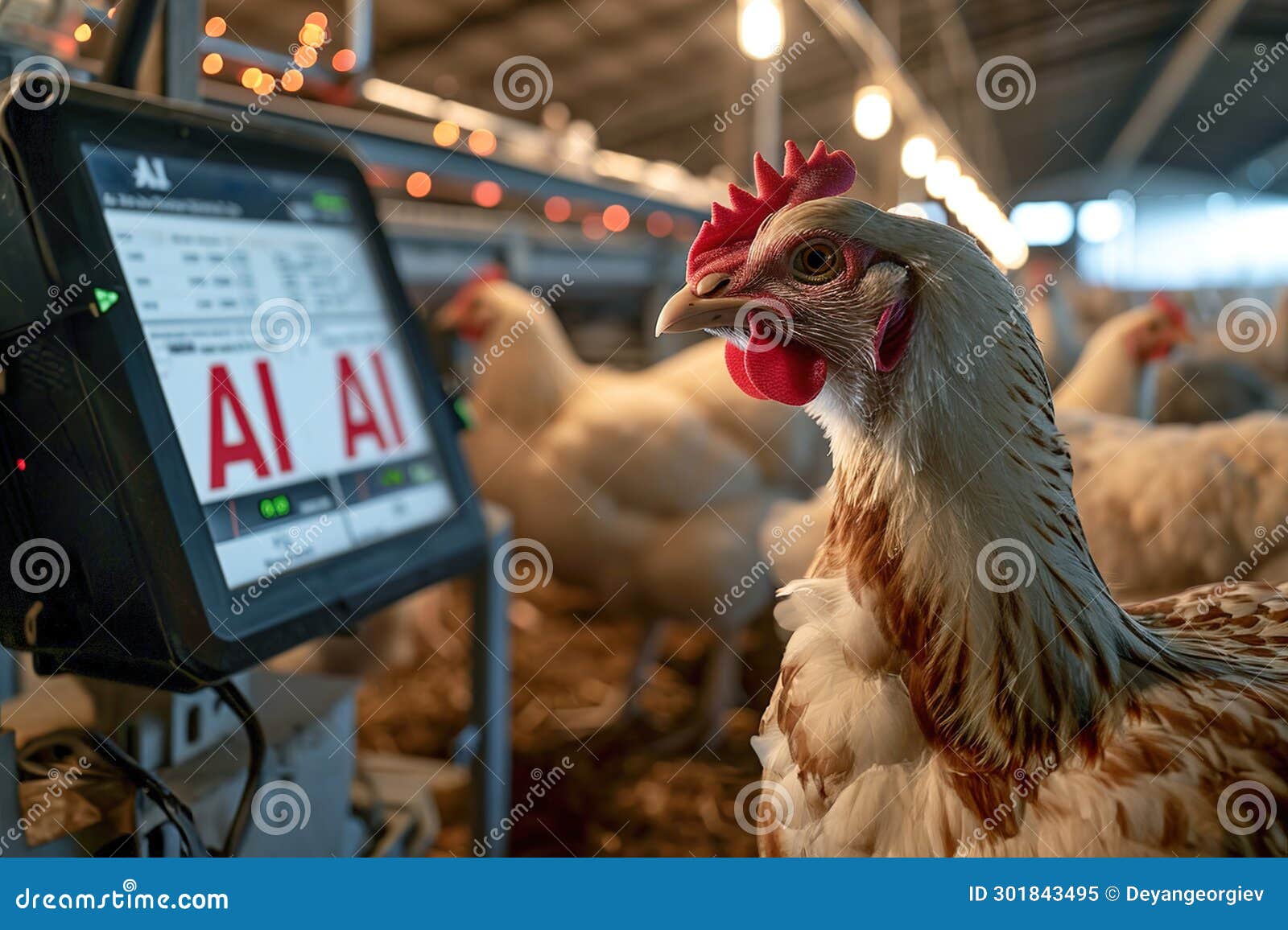 A High-tech Chicken Farm Managed by Artificial Intelligence. Control ...