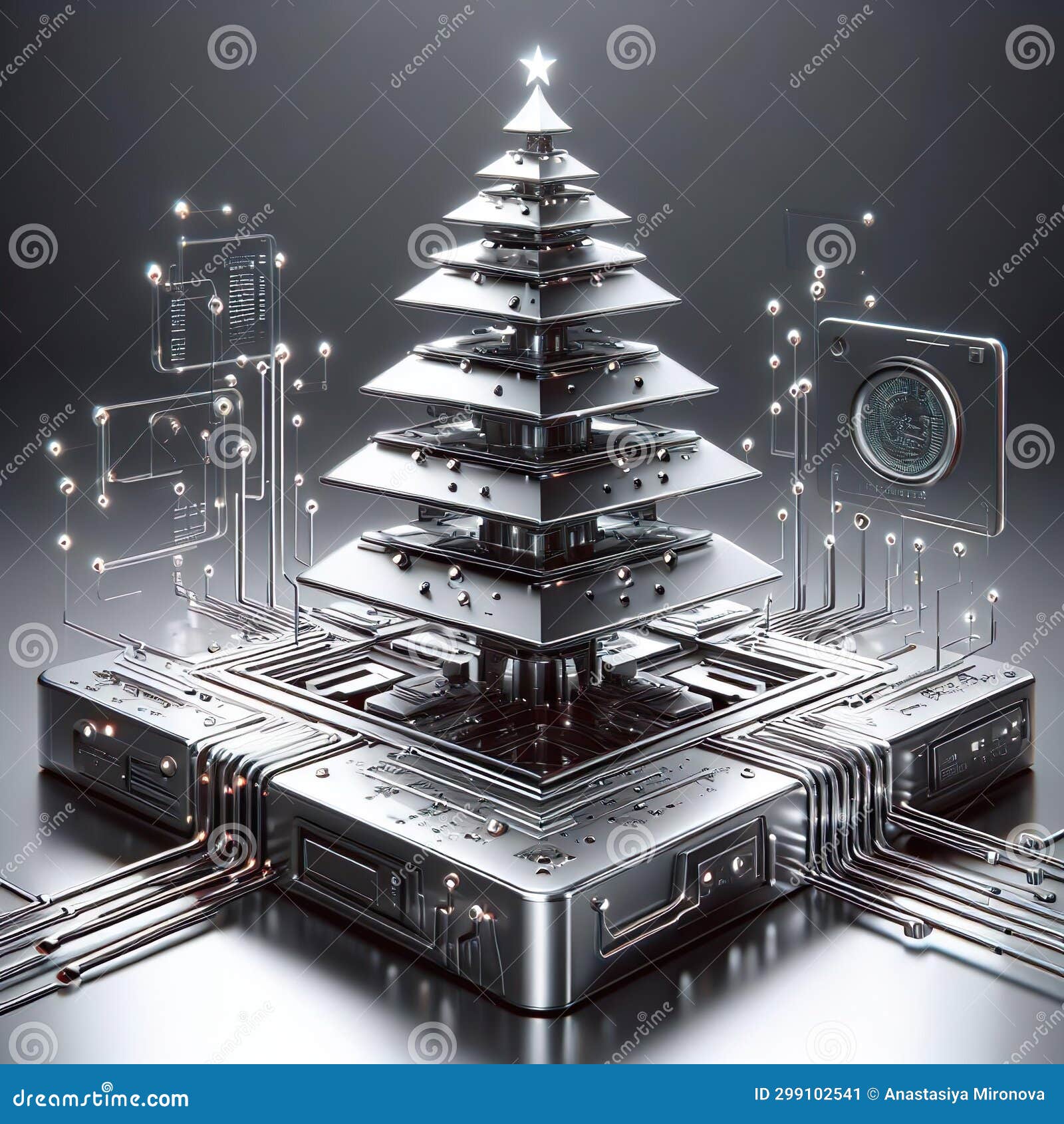 A high-tech Christmas tree stock illustration. Illustration of ...