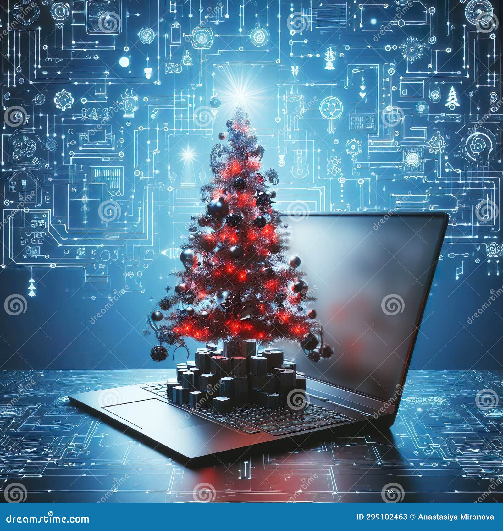 A high-tech Christmas tree stock image. Image of shine - 299102463