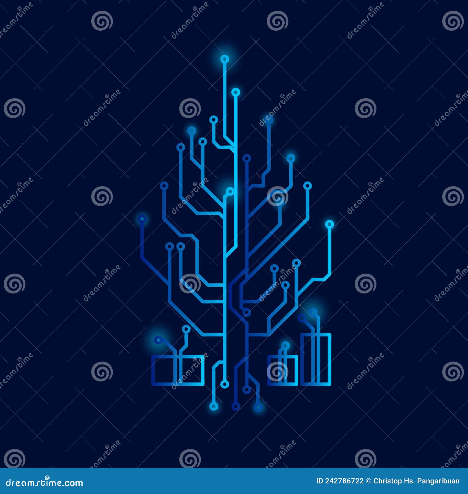 High Tech Christmas Tree Technology Geometric and Connection System ...