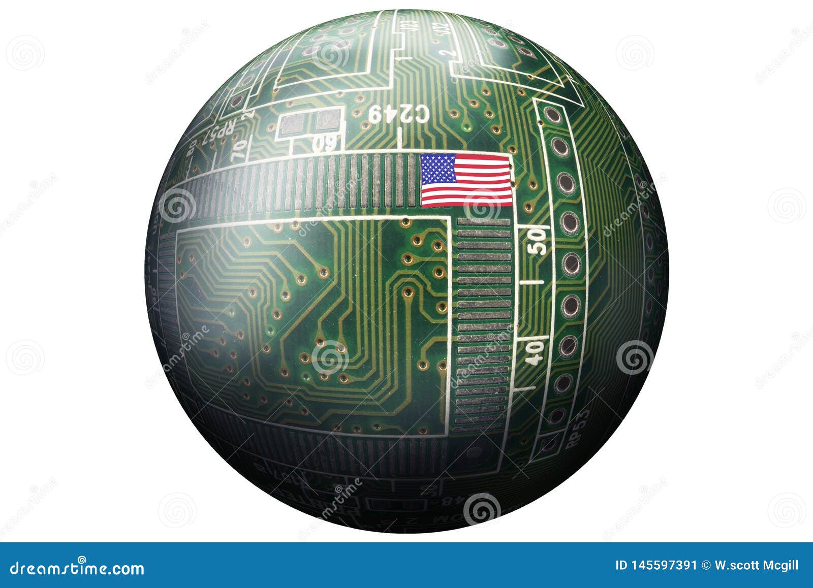 High Tech Circuit Ball stock image. Image of circuit - 145597391