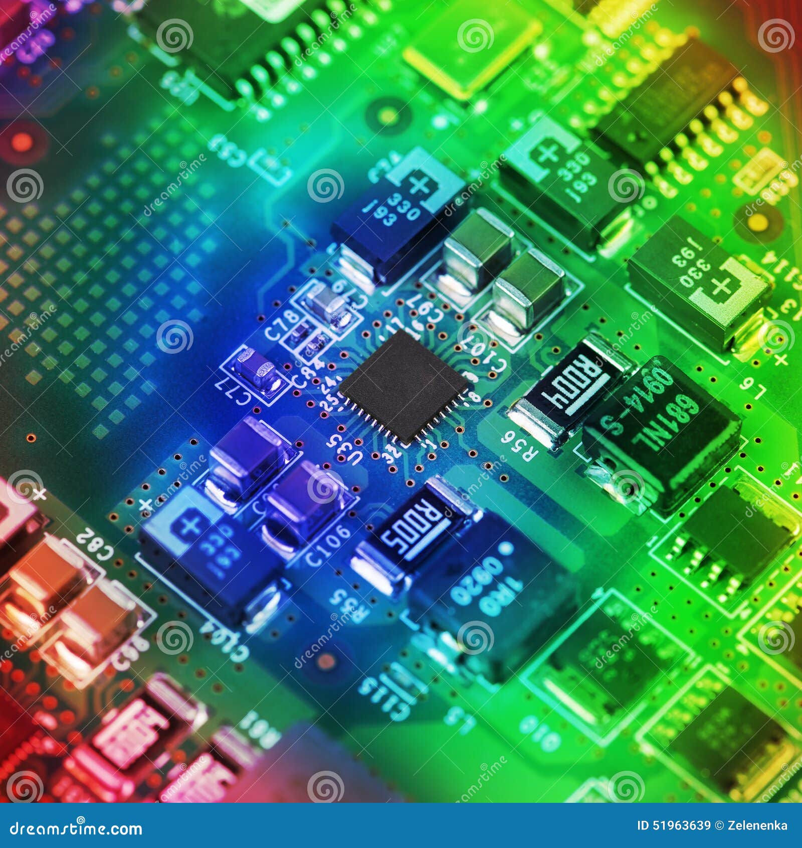 High Tech Circuit Board Close Up, Macro. Concept of Information ...
