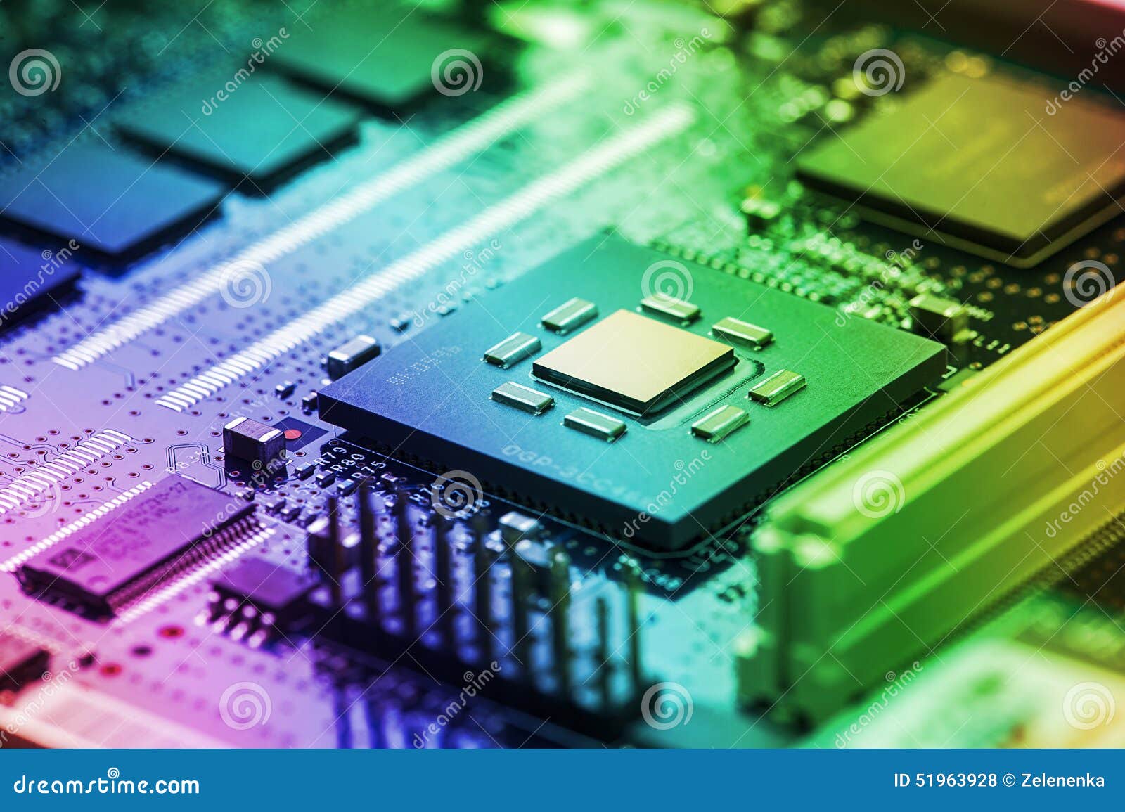 High Tech Circuit Board Close Up, Macro. Concept of Information ...