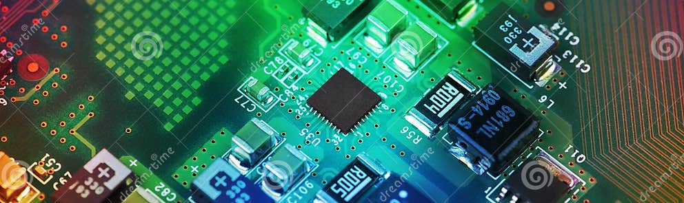 High Tech Circuit Board Close Up, Macro. Concept of Information ...