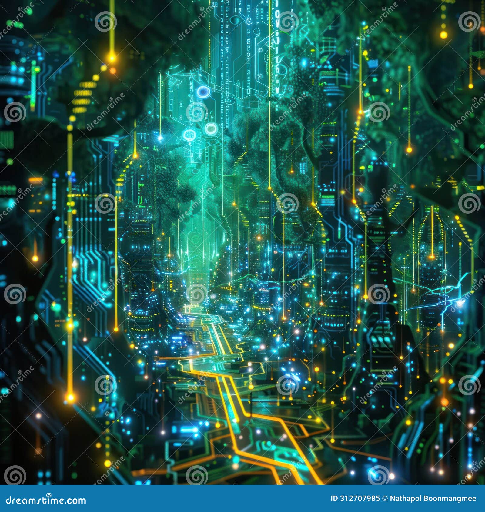 High-tech Circuit Board Forest ,Generative AI Stock Image - Image of ...