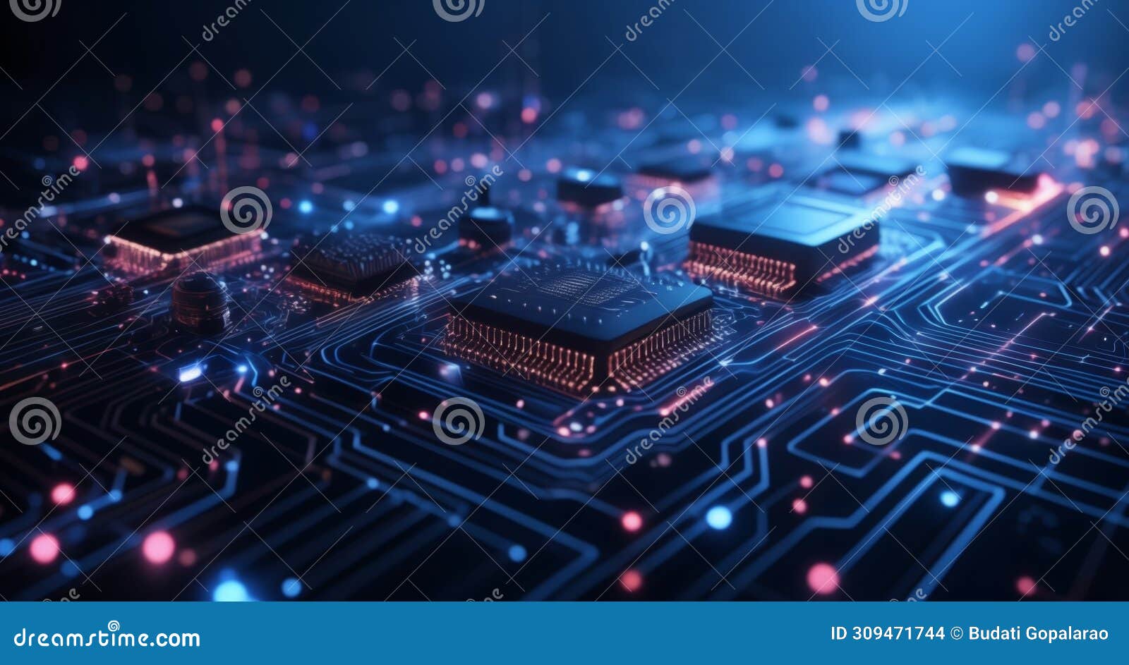 High-tech Circuit Board with Glowing Components, Symbolizing Innovation ...