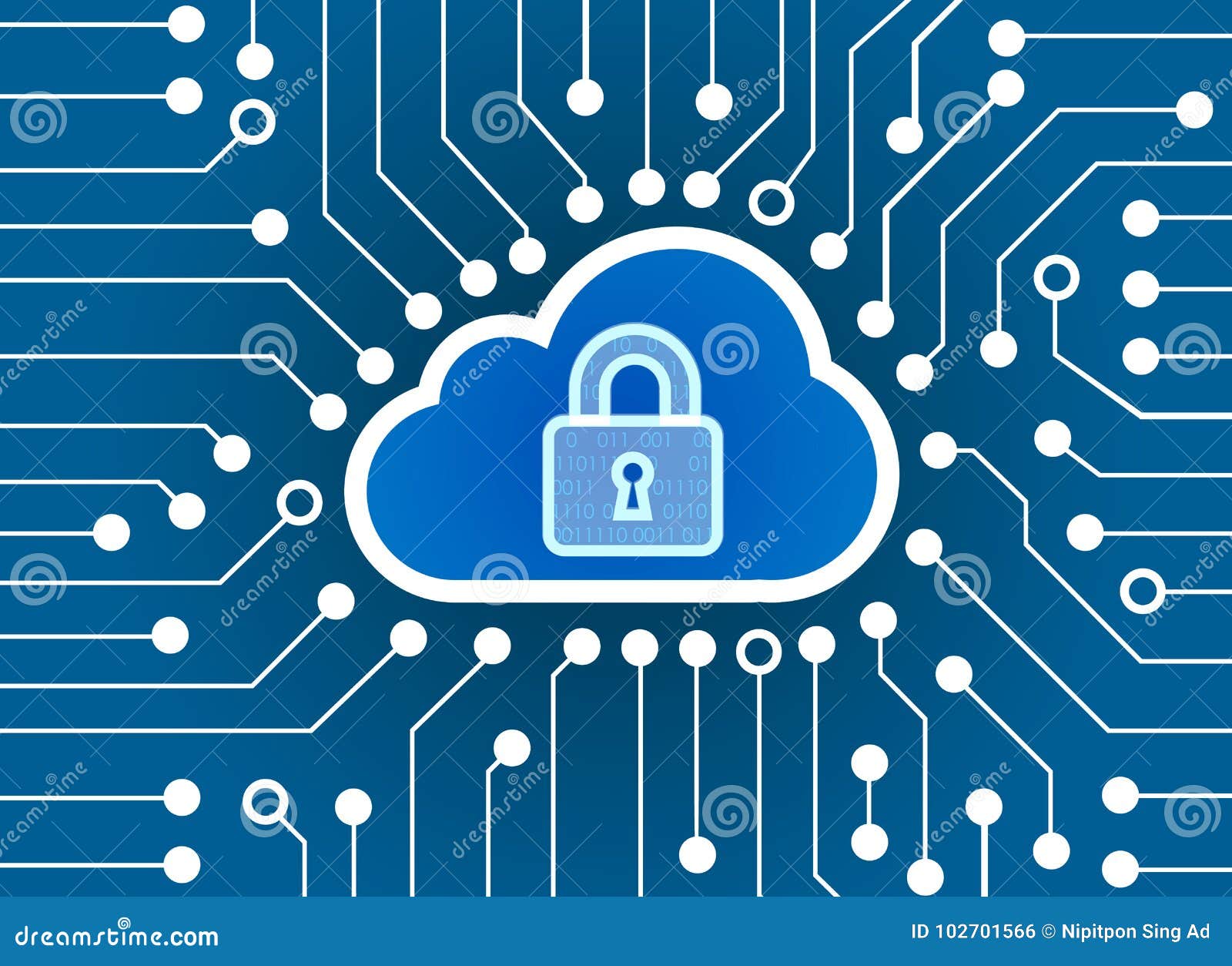 High-Tech Circuit Board and Key Lock and Cloud Virtual Screen Te Stock ...