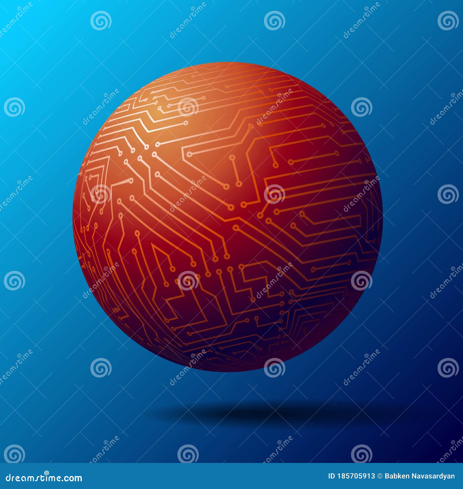 High Tech Circuit Board Sphere Stock Vector - Illustration of hardware ...