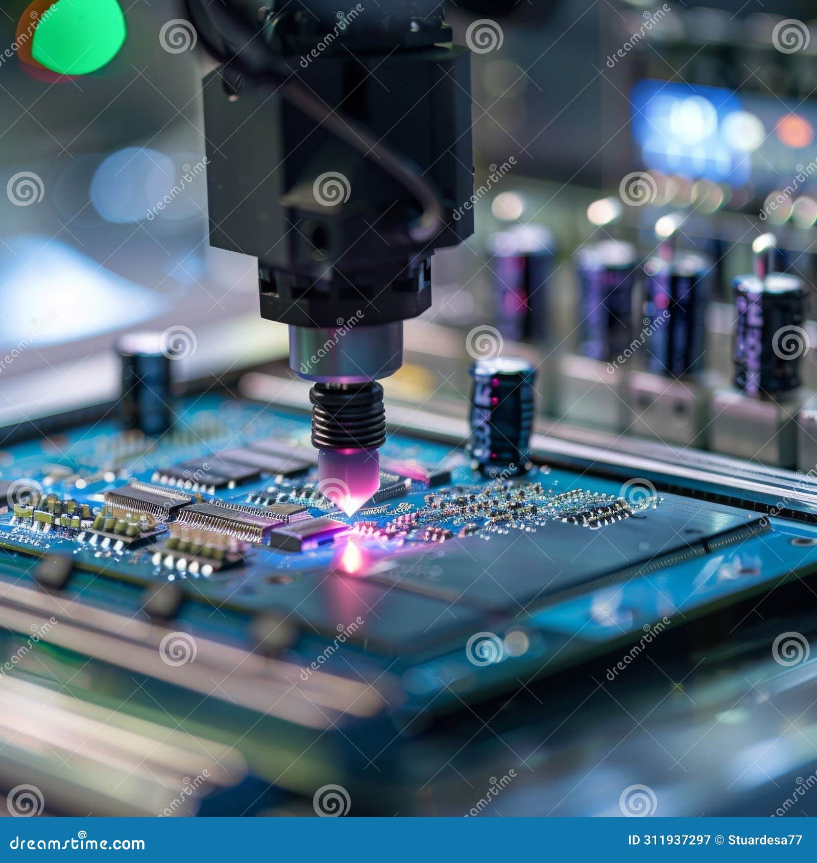 High-Tech Circuitry Inspection Stock Illustration - Illustration of ...