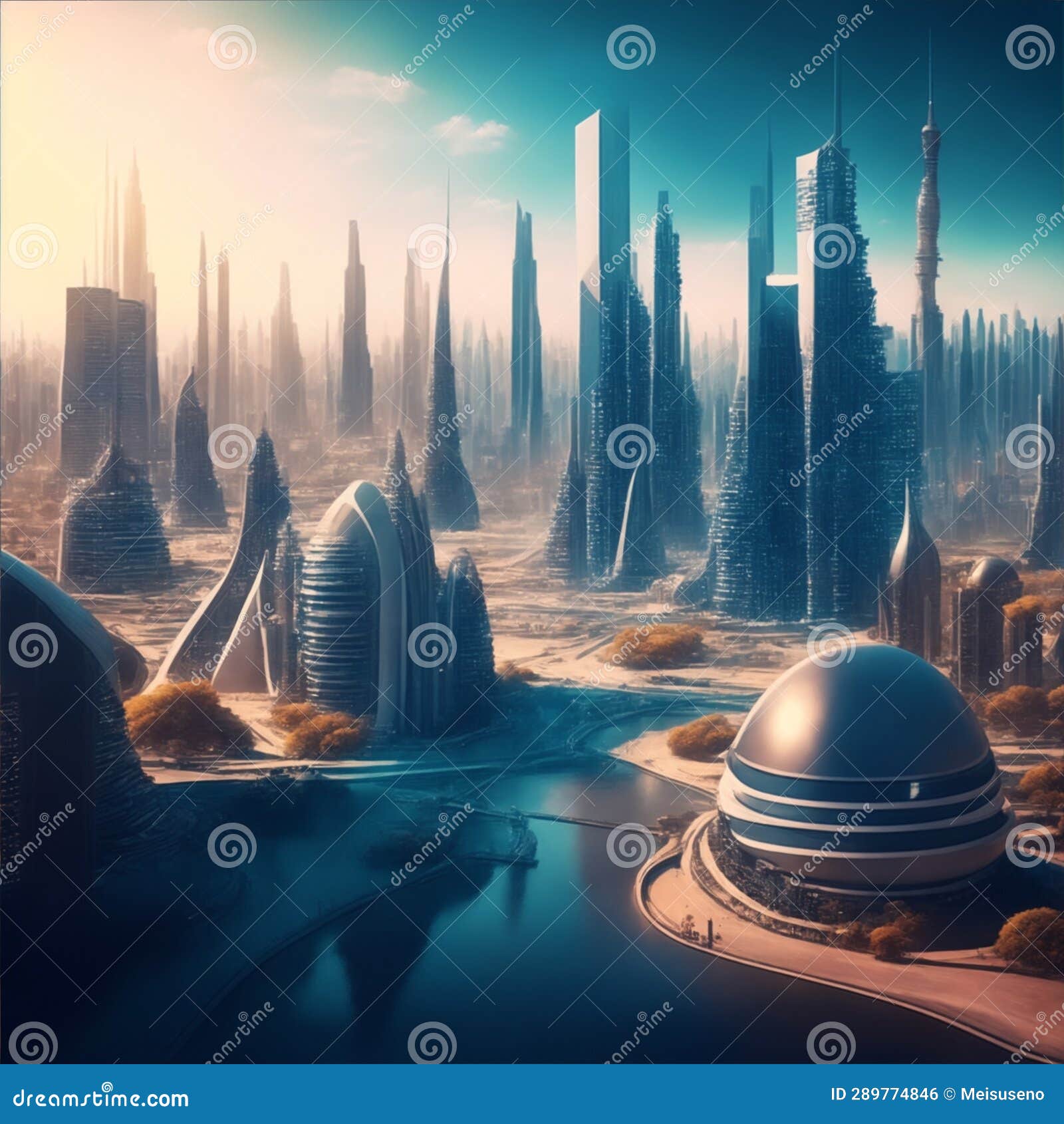 High Tech City Digital Illustration Stock Illustration - Illustration ...