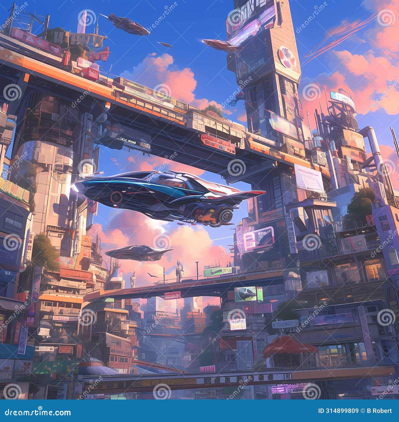 High-Tech Cityscape stock illustration. Illustration of cityscape ...