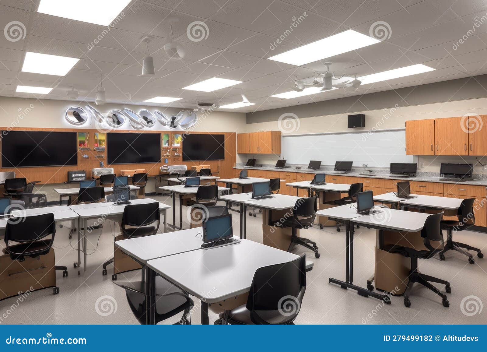High-tech Classroom with Laptops and Projectors for Hands-on Learning ...