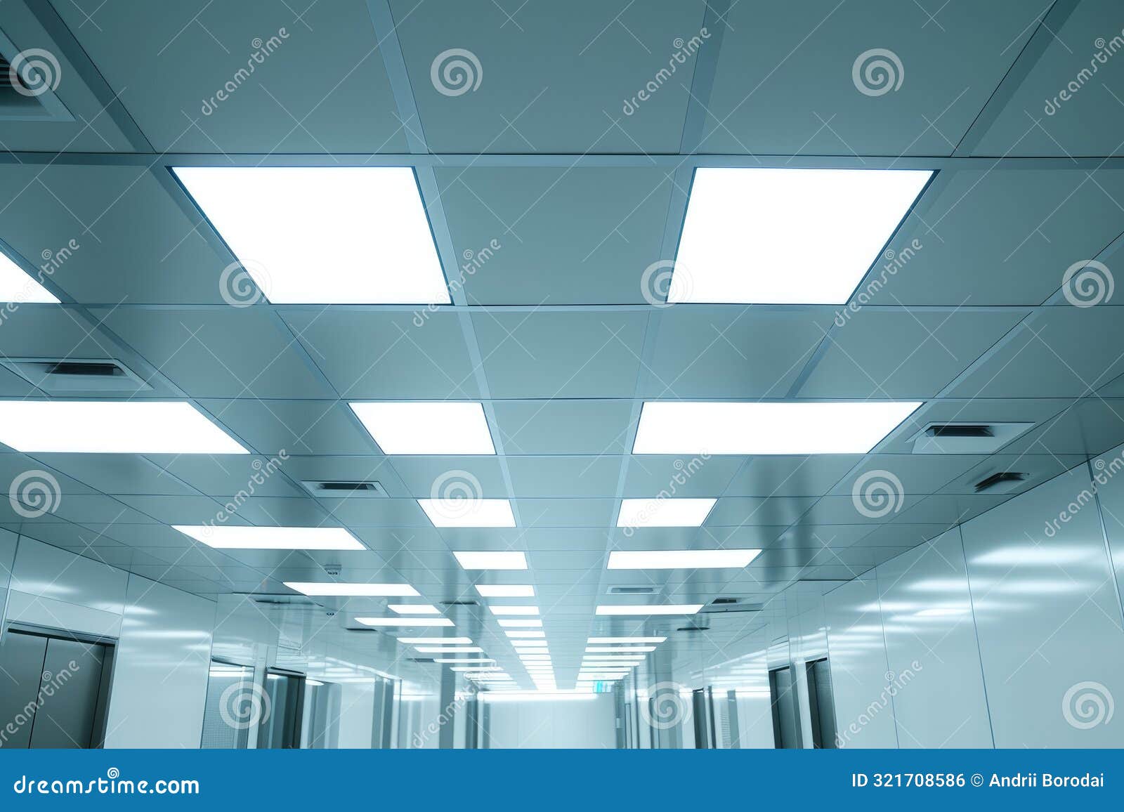 High-Tech Cleanroom Ceiling with Square Panel Lights. Stock ...