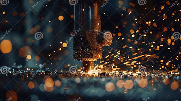 High-tech CNC Machine at Work in a Industrial Environment. Laser Metal ...